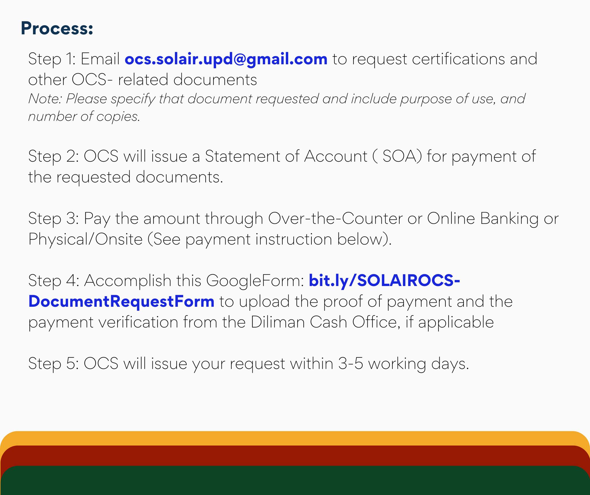 Request for Certifications and other OCS-related documents
