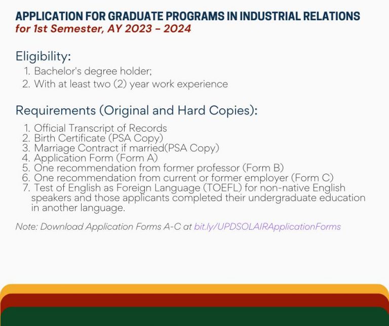 Application for admission, 1st Semester, AY 2023-2024