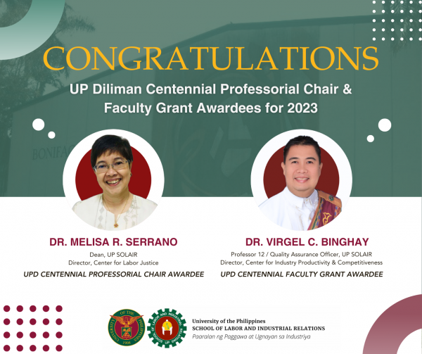 UP Diliman Centennial Faculty Grant for the duration encompassing the ...