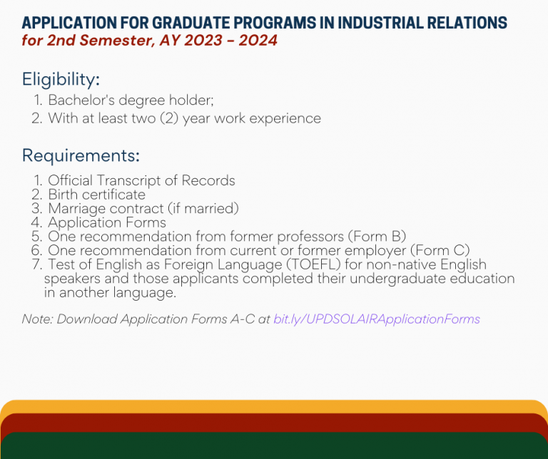 Application for Graduate Programs in Industrial Relations